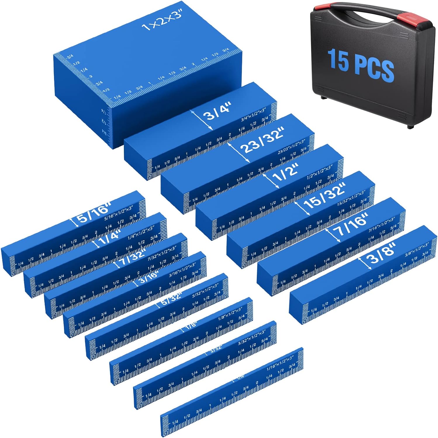 Neitra Setup Blocks Woodworking - 15 PCS Aluminum Height Gauge Blocks ...